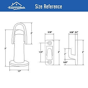HOMOTEK Heavy Duty Latch Hook Stop,Door Holder Stopper with Sound Dampening Rubber Bumper Wall Mounted, Brushed Satin Nickel, 1 Pack