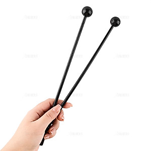 AUEAR, 10 Pack Solid Plastic Bell Mallets Percussion Sticks Hammer Drum Xylophone 11 Inch Black