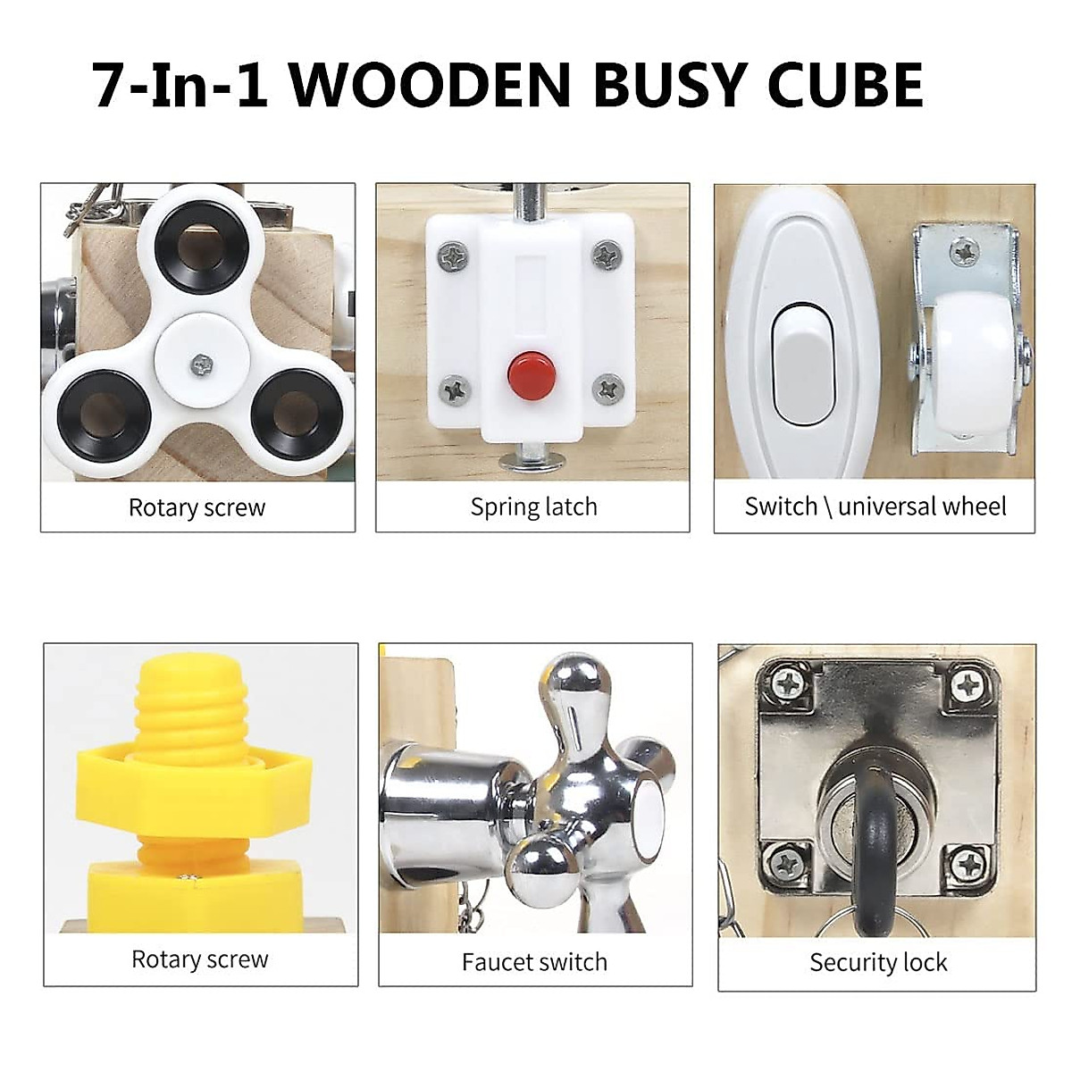 Fidget Toy Busy Cube for Kids,Montessori Toys for Toddlers, Wooden Sensory Toys Gifts for 3-8 Year Old Boys & Girls, Preschool Learning Activities Busy Board for Toddlers Educational Travel Toys