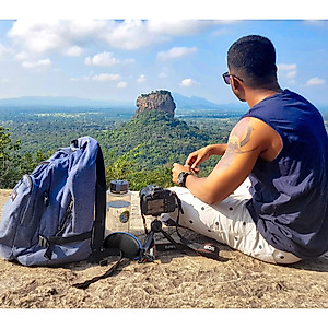 MyEyeglassCase Semi Hard Sunglasses Case with Slim Wallet – ACTIVE EVA Zippered Glasses Case & Carabiner Hook, Hard Eyeglass Case for Large Eyeglasses & Small Goggles (B15HC BLK/BLUE)