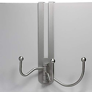 Rok Hardware Pearly Grey Over The Door 3 Prong Closet Coat Sweater Hat Tie Clothes Towel Swivel Hook Hanger ROKOTDHMN (2 Pack)