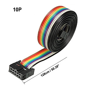uxcell IDC Rainbow Wire Flat Ribbon Cable 10 Pins 128cm Length 2.54mm Pitch 2pcs Type-B