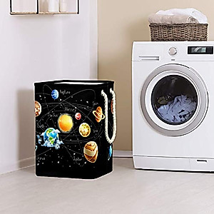 DEYYA Solar System Planet Laundry Baskets Hamper Tall Sturdy Foldable for Adult Kids Teen Boys Girls in Bedrooms Bathroom 19.3x11.8x15.9 in/49x30x40.5 cm
