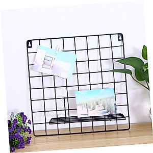 BESTOYARD Hanging Wire Shelf Wire Wall Panel Wall Grid Display Shelf Metal Floating Shelf Desk Book Holder Grid Basket Wall Grid Panels Grid Wall Rack Panel White Shelfs Organizer Iron Wire