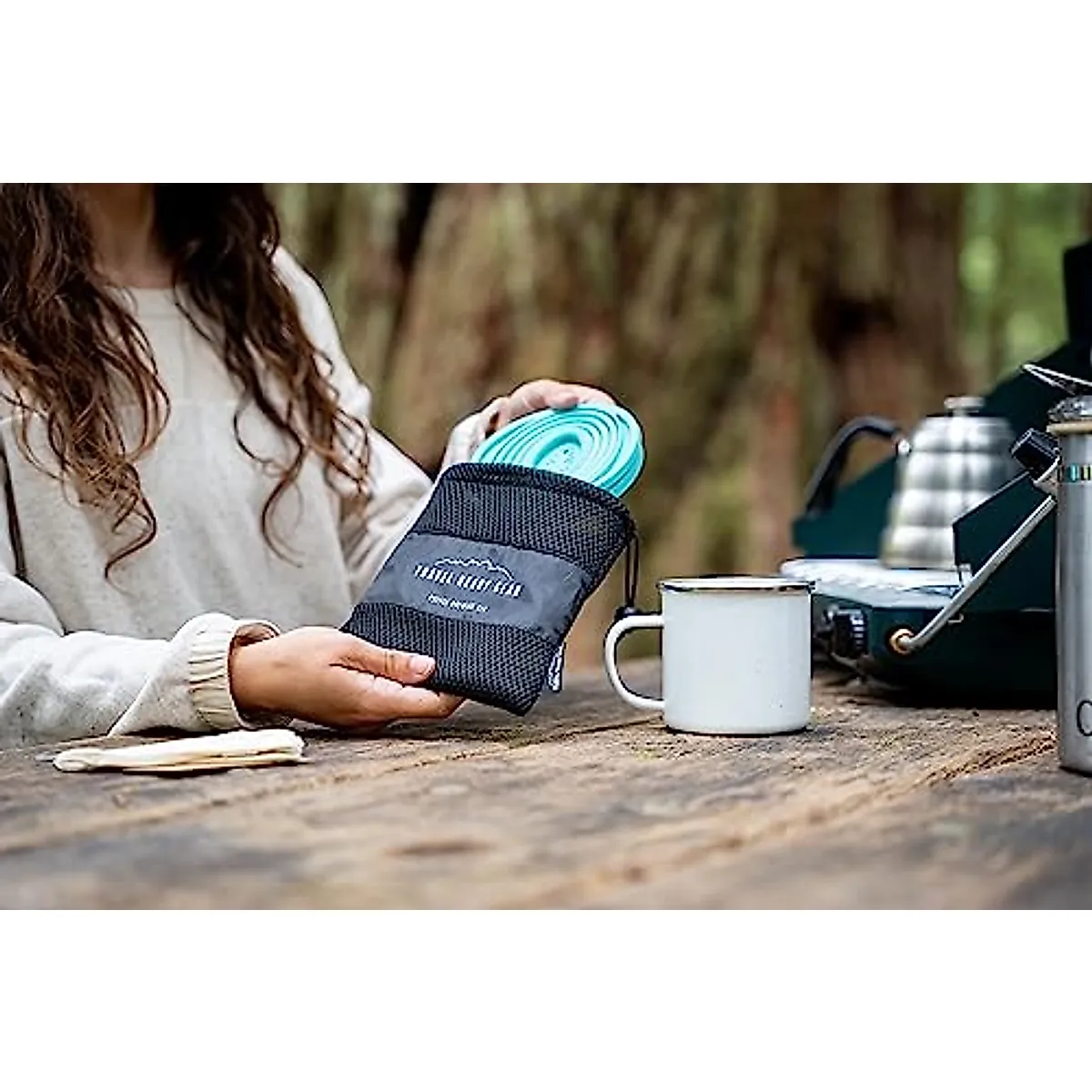 Pour Over Coffee Kit (Gray) Collapsible Pour Over Coffee Dripper and Set Of 3 Reusable Cotton Coffee Filters Perfect For Travel And Camping - Travel Ready Gear