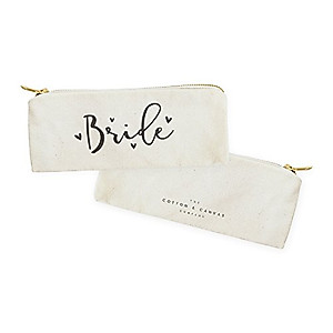The Cotton & Canvas Co. Bride Wedding Cosmetic Pouch, Pencil Case, Bridal Party Gift and Travel Make Up Pouch