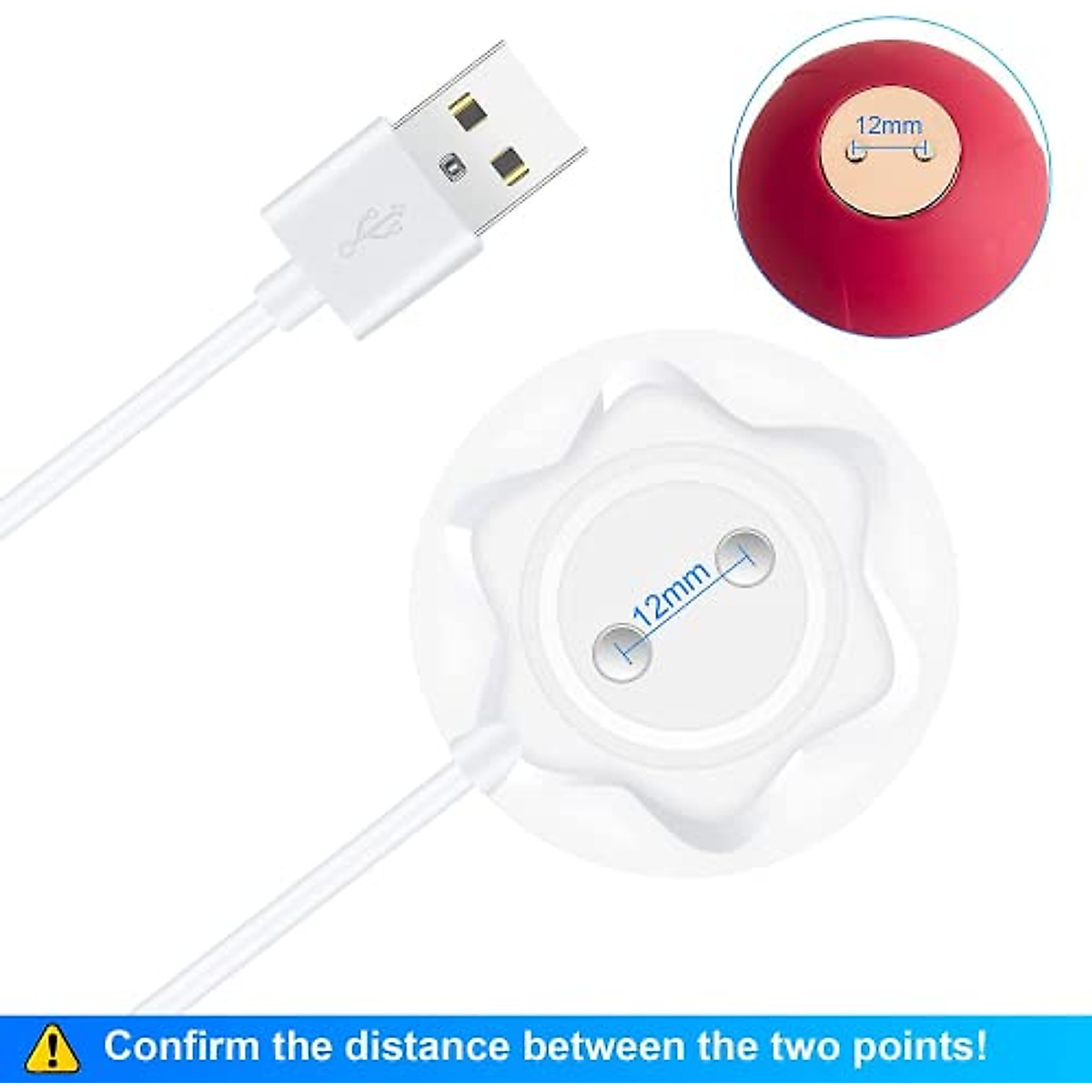 CHENEDY Upgrade Magnetic USB DC Charger Cable Replacement Charging Cord, 2 Pieces (12mm/0.47in)