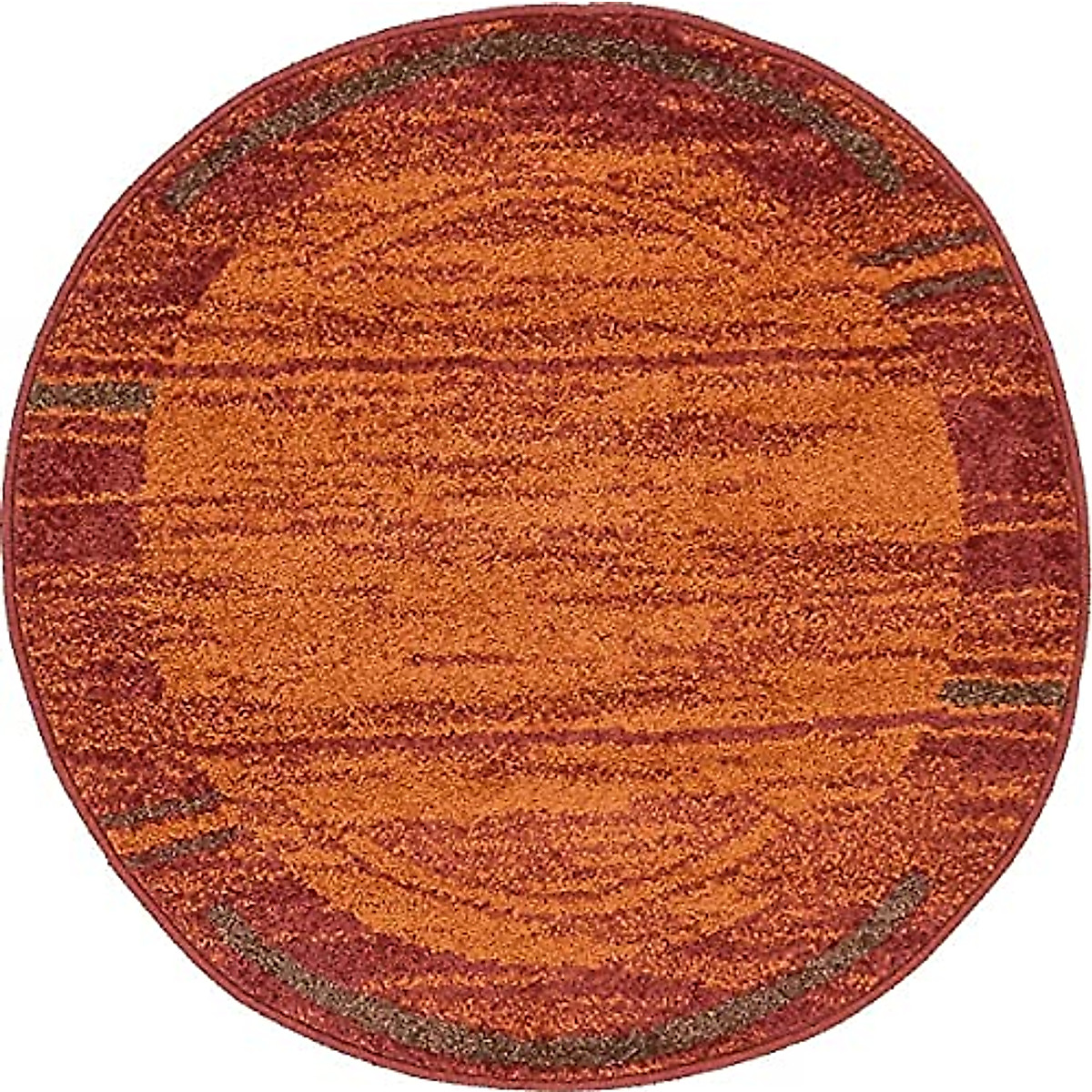 Unique Loom Autumn Collection Modern Contemporary Casual Abstract Area Rug, Round 3' 3 x 3' 3, Terracotta/Burgundy Border
