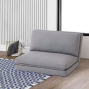 FONTOI Sofa Convertible Sleeper Chair Folding Guest Floor Bed Adjustable for Small Room Apartment, Light Gray