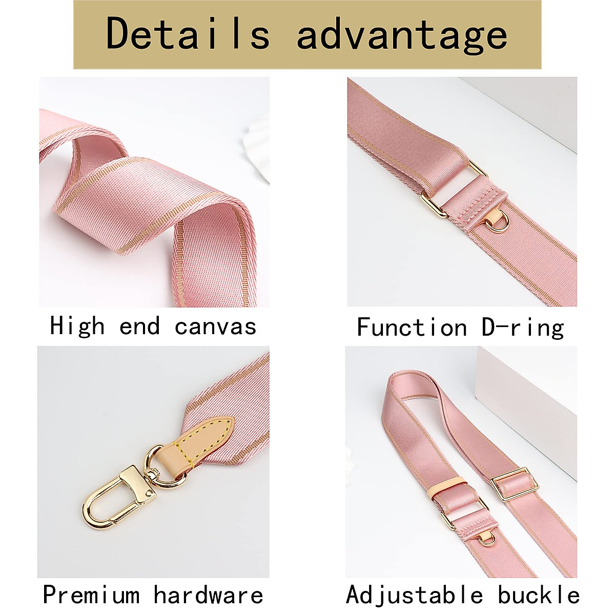 Multi Pochette Accessories Replacement Strap Crossbody Strap Adjustable Wide Canvas Strap for Shoulder Bags