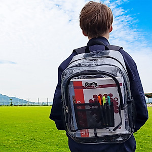 seastig Clear Backpack Heavy Duty TPU Transparent Bag Clear Bag Stadium Approved See Through Backpack for School, Work, College