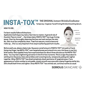 Serious Skincare INSTA-TOX Instant Wrinkle Smoothing Serum - Improves appearance of Fine Lines & Wrinkles -Temporarily Tightens Skin - Instant Line Filler - Two .75 oz. Tubes (2Pack)