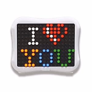 Quercetti Peg Brite Light-Up Toy - Design and Create Mosaic Art on The Peg Board with 120 Pegs & Bright LED Lights, Promotes Creative Thinking and Fine Motor Skills, for Kids Ages 3 Years & Up