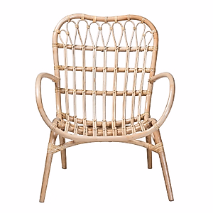 Baxton Studio Bajo Modern Bohemian Natural Brown Rattan Arm Chair