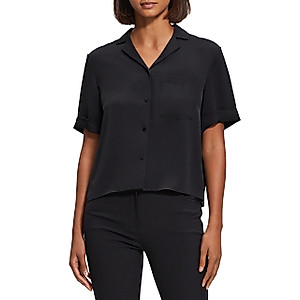 Theory Women's Short-Sleeved Camp Shirt, Black