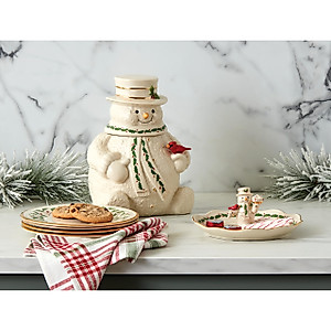 Lenox 892957 Happy Holly Days Snowman Cookie Jar, 4.85, Ivory