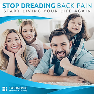 ERGONOMIC INNOVATIONS Orthopedic Donut Pillow: Memory Foam Chair Seat Cushion for Tailbone and Coccyx Pain, Sciatica, and Pressure Relief - Car, Desk, and Office Chair Pad Cushions and Pillows (Black)