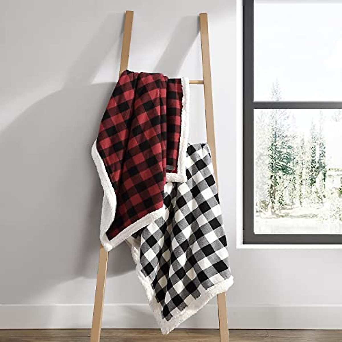 Eddie Bauer - Throw Blanket, Reversible Sherpa Fleece Bedding, Buffalo Plaid Home Decor for All Seasons (Red Check, Throw)