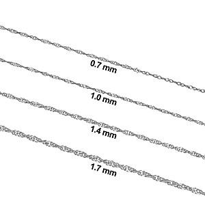 Kooljewelry 10k White Gold 1.4mm Singapore Chain Necklace (20 inch)