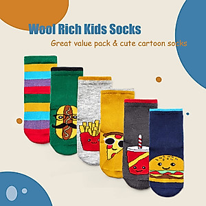 Mardonskey Toddler Boys Wool Socks Kids Winter Warm Socks Thicken Thermal Crew Socks for Boys 6 Pairs, 3-5T