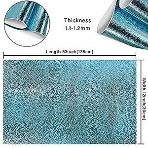 HYANG Metal Lychee Embossed Sky Blue Faux Leather Sheets 1 Rolls 12"X53"(30cmX135cm),Faux Leather Very Suitable for Making Crafts, Leather Earrings, Bows,Handbag，Sewing