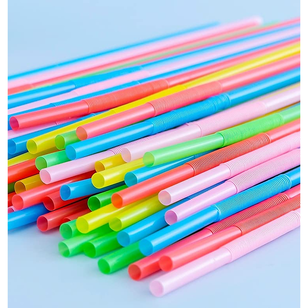 HongRun 100PCS Disposable Straw, Colorful Art Plastic Straw, Bendable Straw