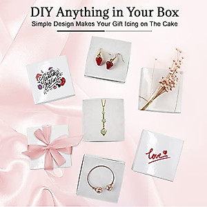 opaprain Cardboard Jewelry White Gift Boxes 20 Pack3.5×3.5×1 inches, its apply to displaying necklaces, rings, bracelets, earrings