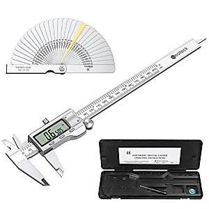 Neoteck 8 inch Digital Caliper and Feeler Gauge Set, Stainless Steel Electronic Vernier Caliper Measuring Tool Fractions/Inch/Metric Conversion Large LCD Screen
