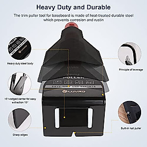 Trim Puller Tool for Baseboard, Wood Trim Removal tool, Flooring Tools and Tile Removal Tool with Noise Reduction Cover, Tile Tools for Commercial Work, Baseboard, Molding, Siding and Flooring Removal