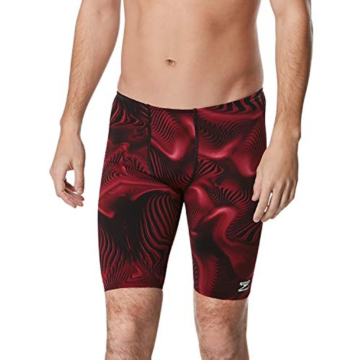 Speedo Men's Standard Swimsuit Jammer Endurance+ Printed Team Colors, Fusion Maroon, 30