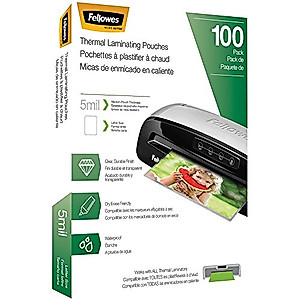 Fellowes 5743501 5 Mil Letter Laminating Pouches - 100 Per Pack