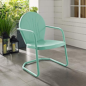 Crosley Furniture CO1001A-AQ Griffith Retro Metal Outdoor Chair, Aqua