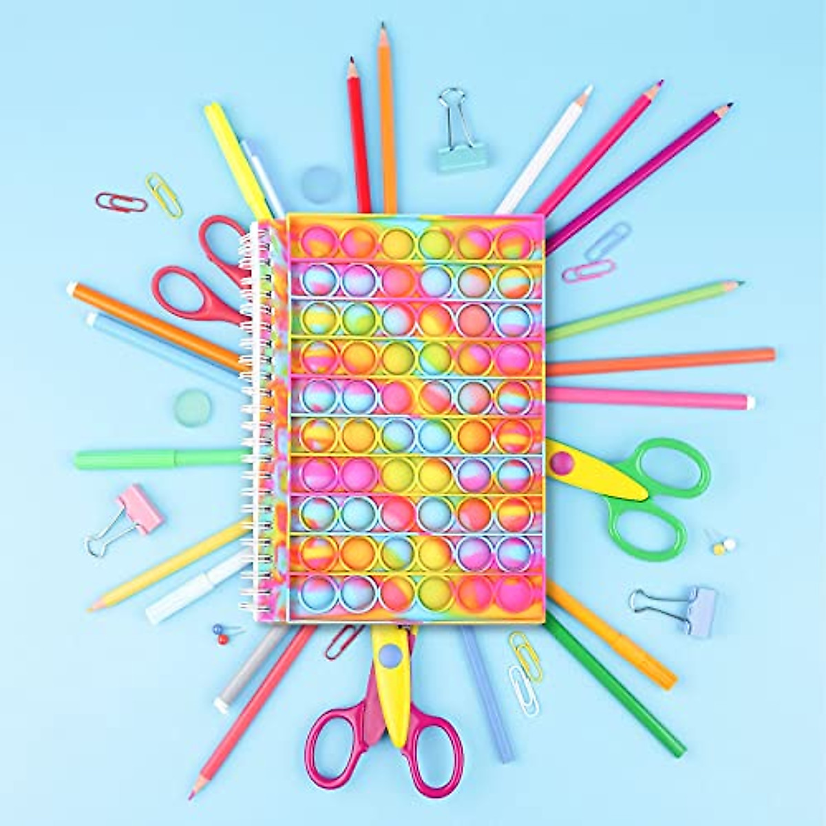 Fidget Notebook, Fidget Spiral Notebook, Push Pop Bubble Fidget Sensory Toy Stress Reliever Stationery, Composition Notebooks Portable for School Office Notebook Kids School Gifts Macaron Notebook