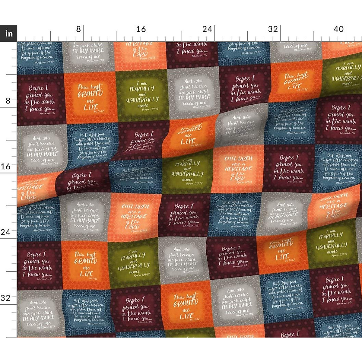 Spoonflower Fabric - Bible Verse Wholecloth Cheater Quilt Baby Christian Bible Verse Printed on Petal Signature Cotton Fabric Fat Quarter - Sewing Quilting Apparel Crafts Decor