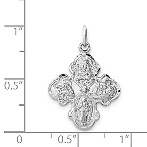 IceCarats 925 Sterling Silver Four Way Holy Cross Religious Medal Necklace Christian Pendant Scapular Charm 25mm x 18mm Only