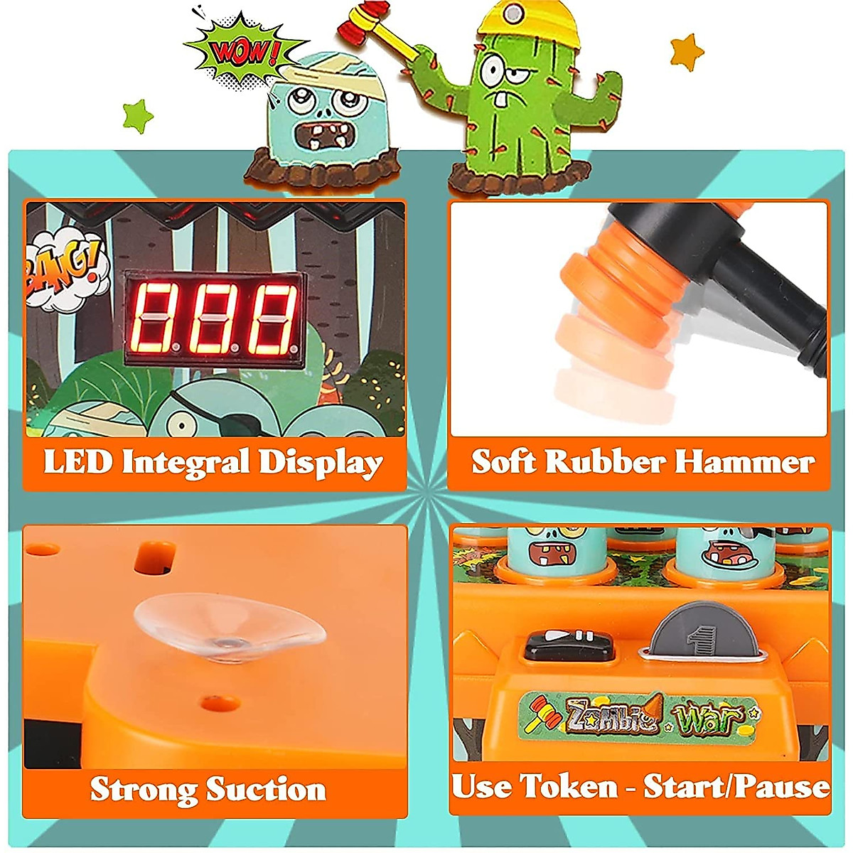 Liberty Imports Zombie Arcade Game Whack Game Mole, Mini Electronic Interactive Hammering & Pounding Toys for Toddler Kids Boys Girls