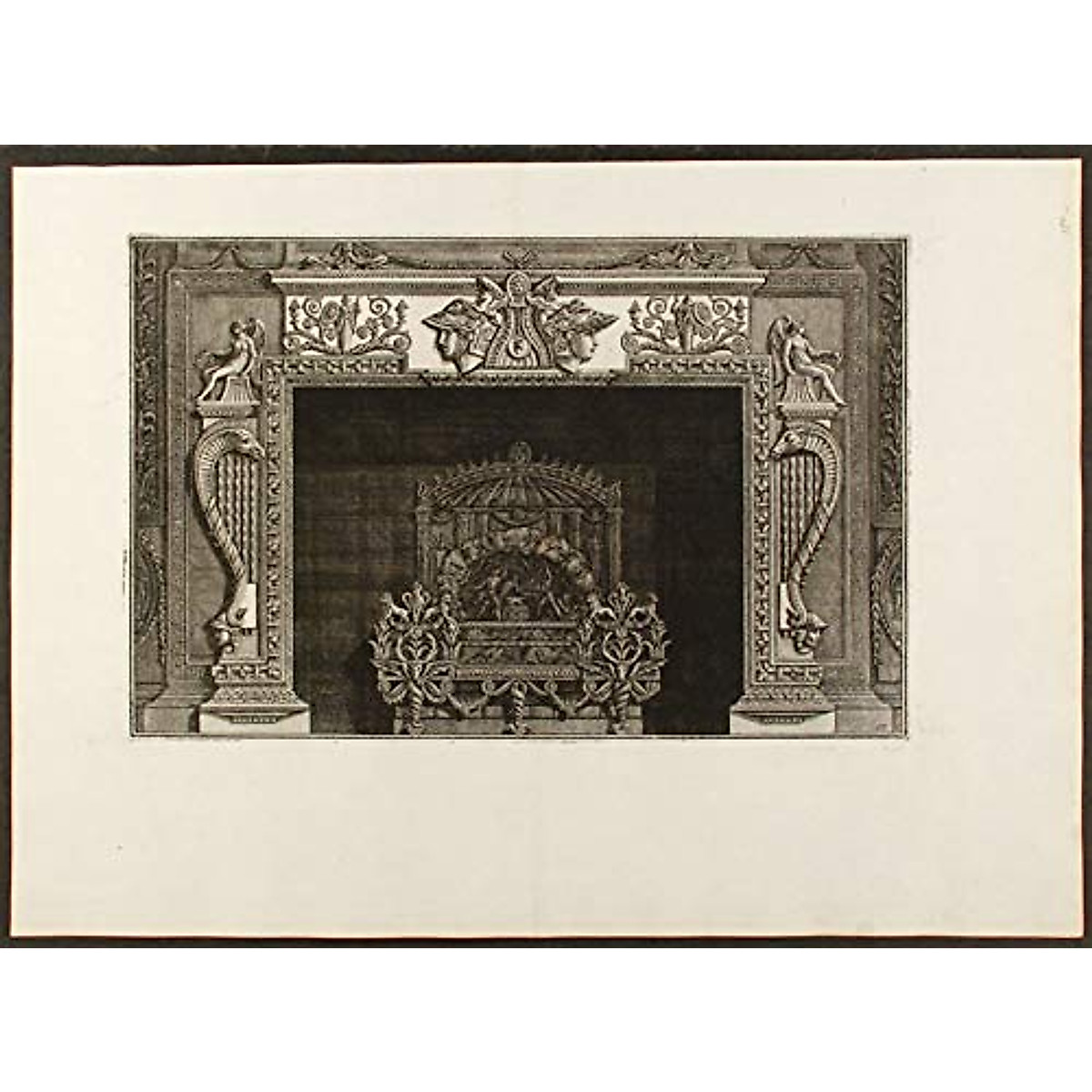 [Plate of an neo-Classical fireplace, from"Diverse maniere d'adornare i cammini ed ogni altra parte degli edifizi".