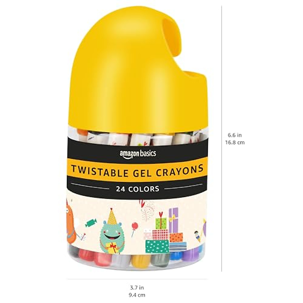 Amazon Basics Twistable Pack of 24 Gel Crayons, Washable, 24 Colors