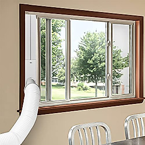 HOXHA Air Conditioner Window Vent Kit Universal Adjustable Window Kit with 5.9” Diameter 59” Length Exhaust Hose for AC Unit, AC Seal Panel for Horizontal&Vertical Window