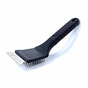 Barbecue Partner Small BBQ Cleaner Steel Wire Grill Brush and Scraper for Grime with Plastic Handle 8 inches