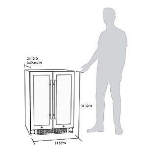 NewAir 24” Wine and Beverage Refrigerator, 18 Bottle and 60 Can Dual Zone Wine Fridge, Built-in Wine Cooler, Stainless Steel Mini Fridge for Bedroom, Kitchen Cabinet, Bar Cabinet, Home Office