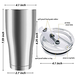 XccMe 30 oz Stainless Steel Tumbler with Lid,6 Pack Double Wall Vacuum Insulated Travel Mug, Durable Insulated Tumbler for Gift, Coffee, Tea, Beverages (Silver 6)