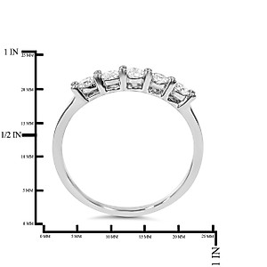 JewelMore 14k White Gold 1ct TDW Diamond Five Stone Anniversary Ring (6)