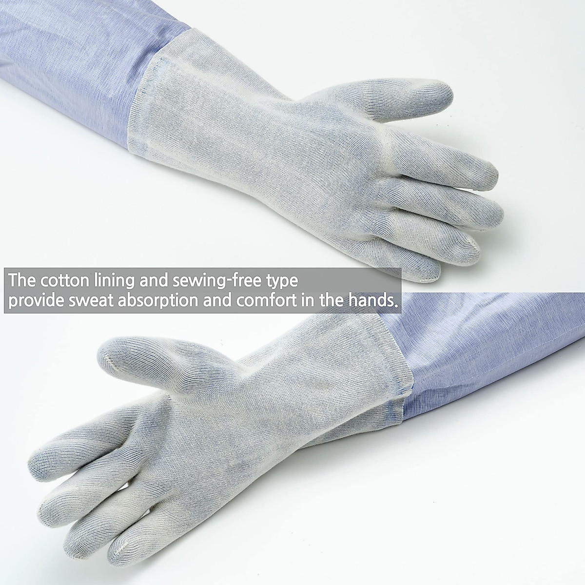 Youneedthat Chemical Resistant Gloves, Seamless Cotton Lined, Heavy Duty Waterproof Gloves, Long Rubber PVC, 24" L,XL,XXL