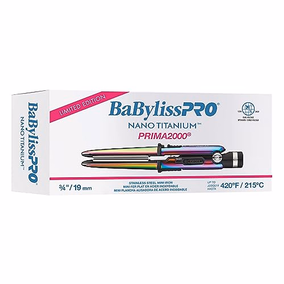 BaBylissPRO Limited Edition Prima2000 - 3/4" / 19mm Stainless Steel Mini Iron