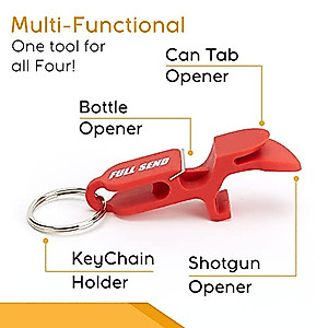 Full Send 2pcs Shotgun Tool Bottle Opener Keychain Nelk Boys Beer Bong Stainless Steel Ring Includes Sturdy Plastic Shotgunning Tool Compact Versatile Durable For Drinking Accessories(Red & Black)