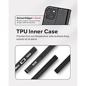 OCASE iPhone 14 Plus Wallet Case, Durable PU Leather Flip Folio Case with 3 Card Holders, RFID Blocking, Shockproof TPU Inner Shell, Protective Phone Cover Women Men for iPhone 14 Plus 6.7 Inch, Black