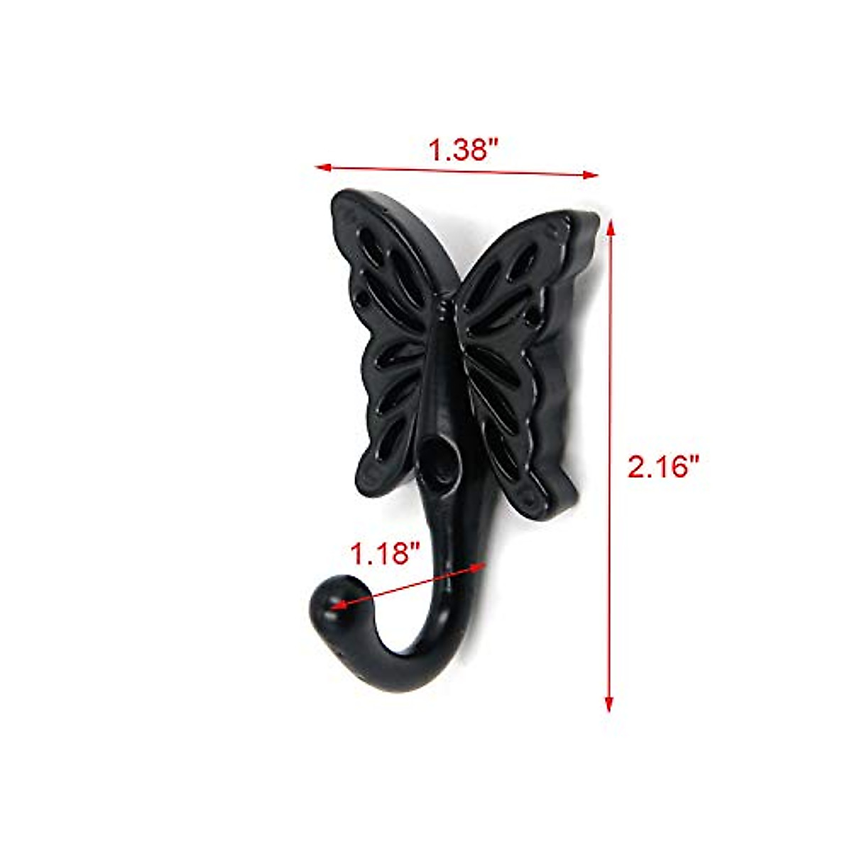 Geesatis 6 pcs Vintage Wall Mounting Hanger Hooks Butterfly Style Hat Hook Coat Hook for Hanging Towels Clothes Scarves Keys, with Mounting Screws, Black