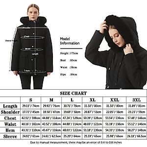 MOERDENG Women's Warm Winter Puffer Coat Thicken Fleece Lined Down Jacket Faux Fur Detachable Hood Snow Parka