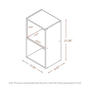 NELYE Basic Open Shelf Bookcase - 2-Tier Small Tiny Wooden Cube Storage Shelves Split Bookshelf, White